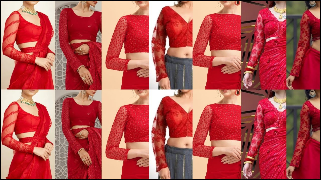 Latest Red Blouse Full Sleeve Designs 2025 | Full Sleeve Red Blouse ...