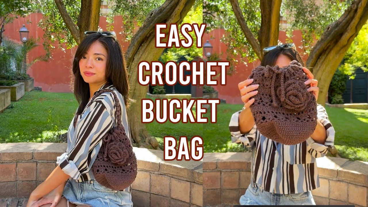 How to Crochet Bucket Bag: Easy Tutorial! |Braided Crochet Handle - YouTube