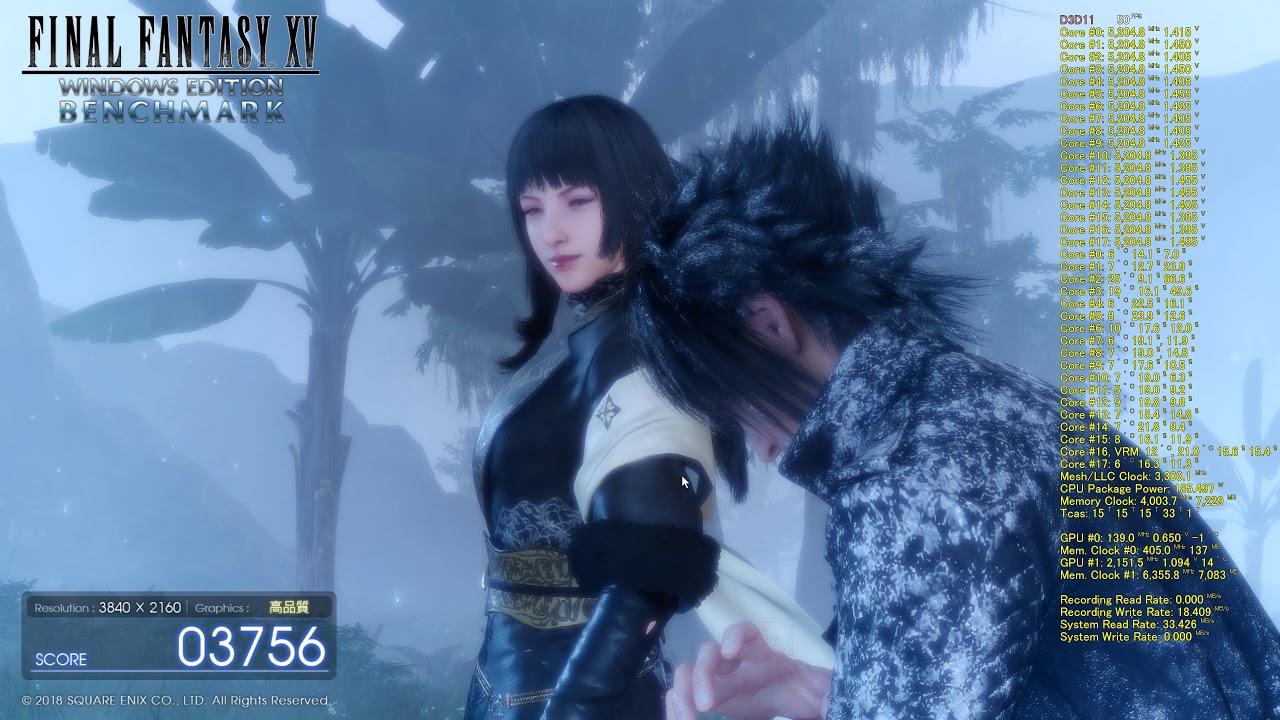 FF15 4K benchmark i9-7980XE@5.2GHz Titan XP with OSD - YouTube
