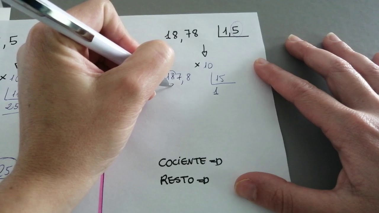 Lección mates pág 152: cociente y resto divisiones con decimales - YouTube