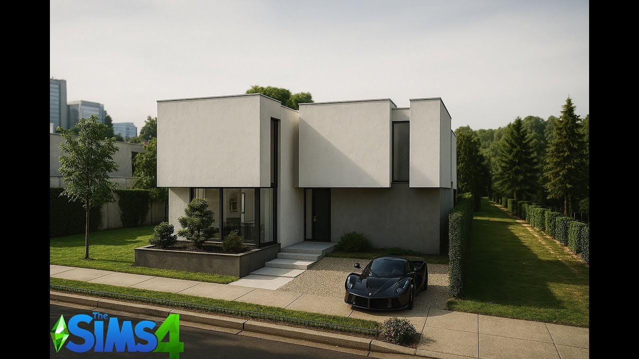 2 Storey Modern House - The Sims 4 - Walkthrough - YouTube