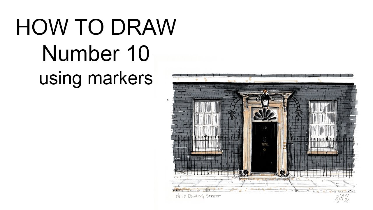 How to sketch number 10. House sketch demo. House drawing time lapse ...