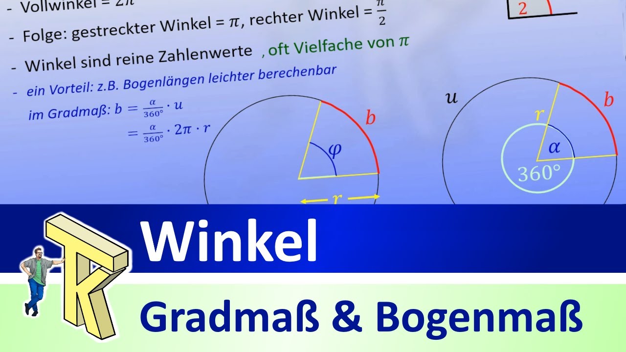 Gradmaß und Bogenmaß eines Winkels - YouTube