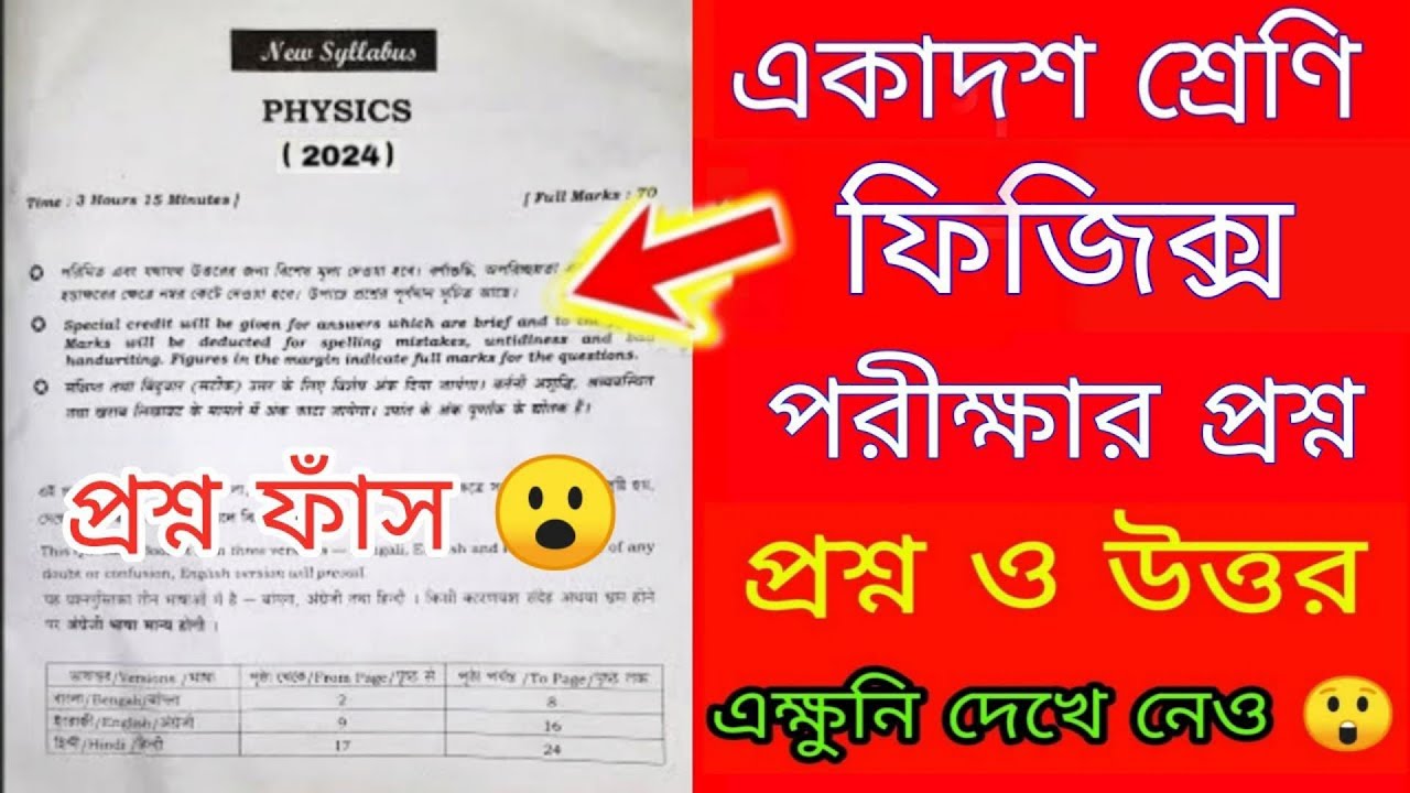 Class 11 Physics question paper 2024|Class 11 Physics question 2024 ...