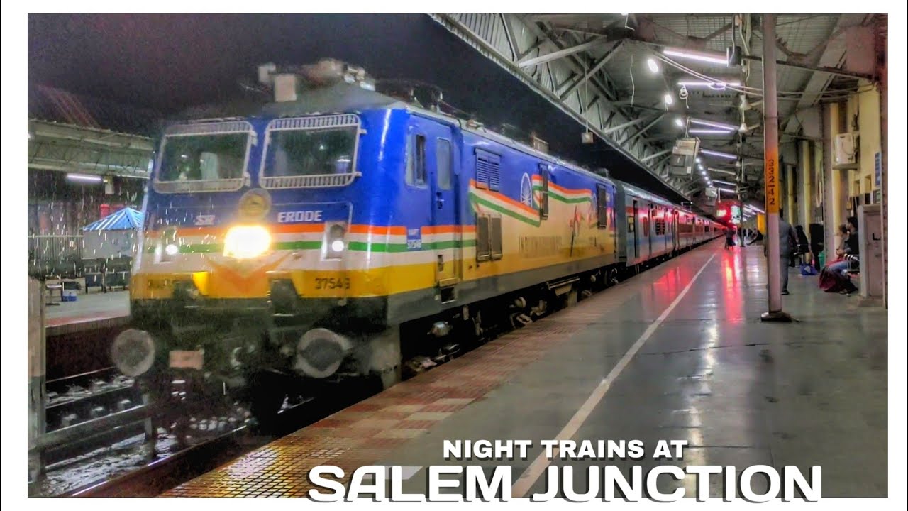 Trains at Salem Junction | 1 hour train spotting at night | Arrivals ...