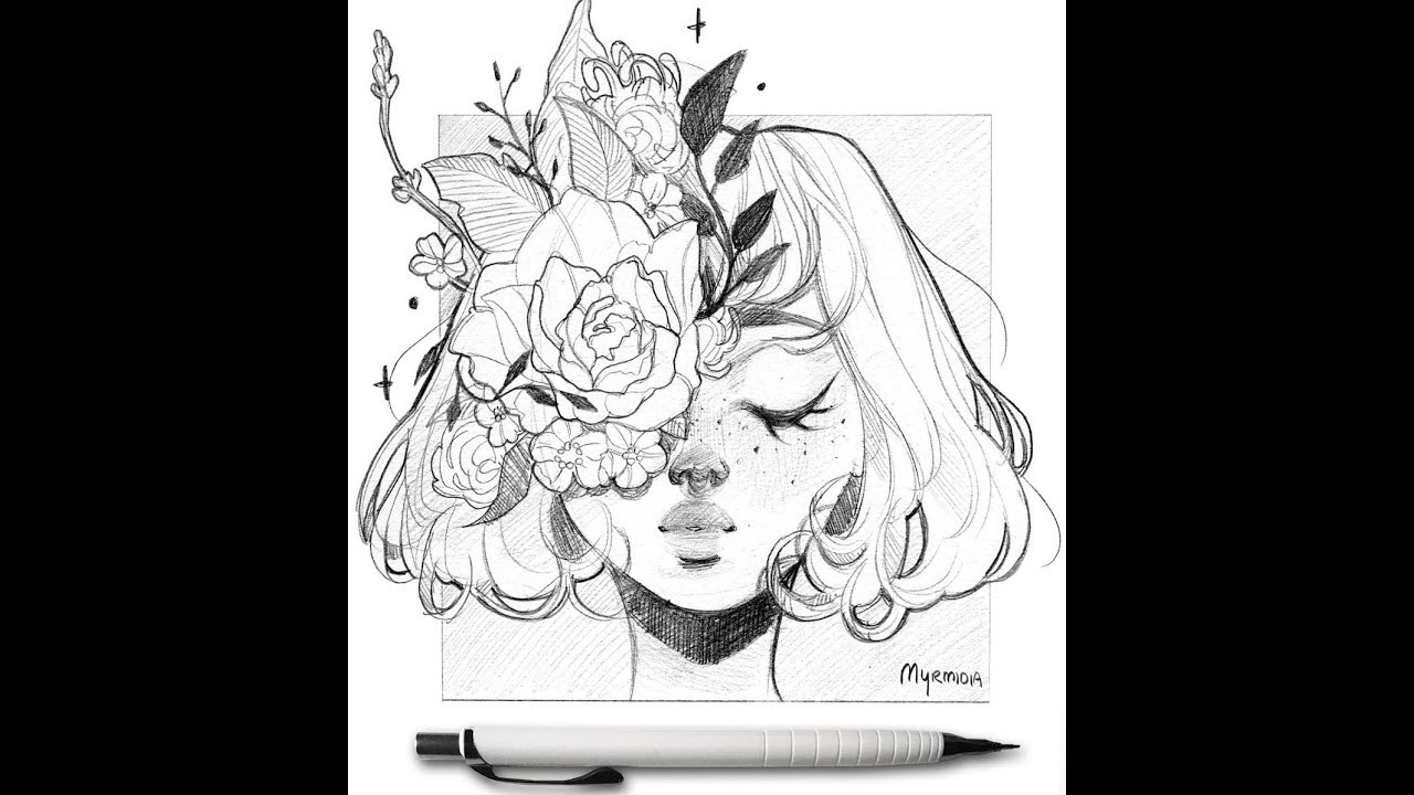 HOW TO DRAW - GIRL WITH FLOWERS - YouTube