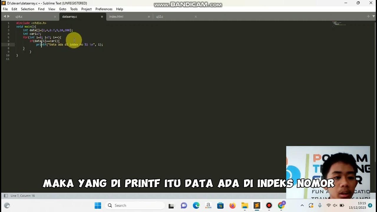 ALGORITMA PEMROGRAMAN - MENCARI DATA MENGGUNAKAN ARRAY - YouTube