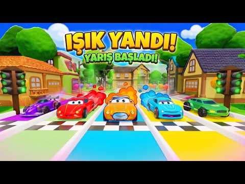 🟡🟣Vın Vın Yeşil Işık Yandı Yarış Başladı!🚦|  Çocuklar İçin Eğlenceli Araba Şarkısı 🚙💨🎈🎵