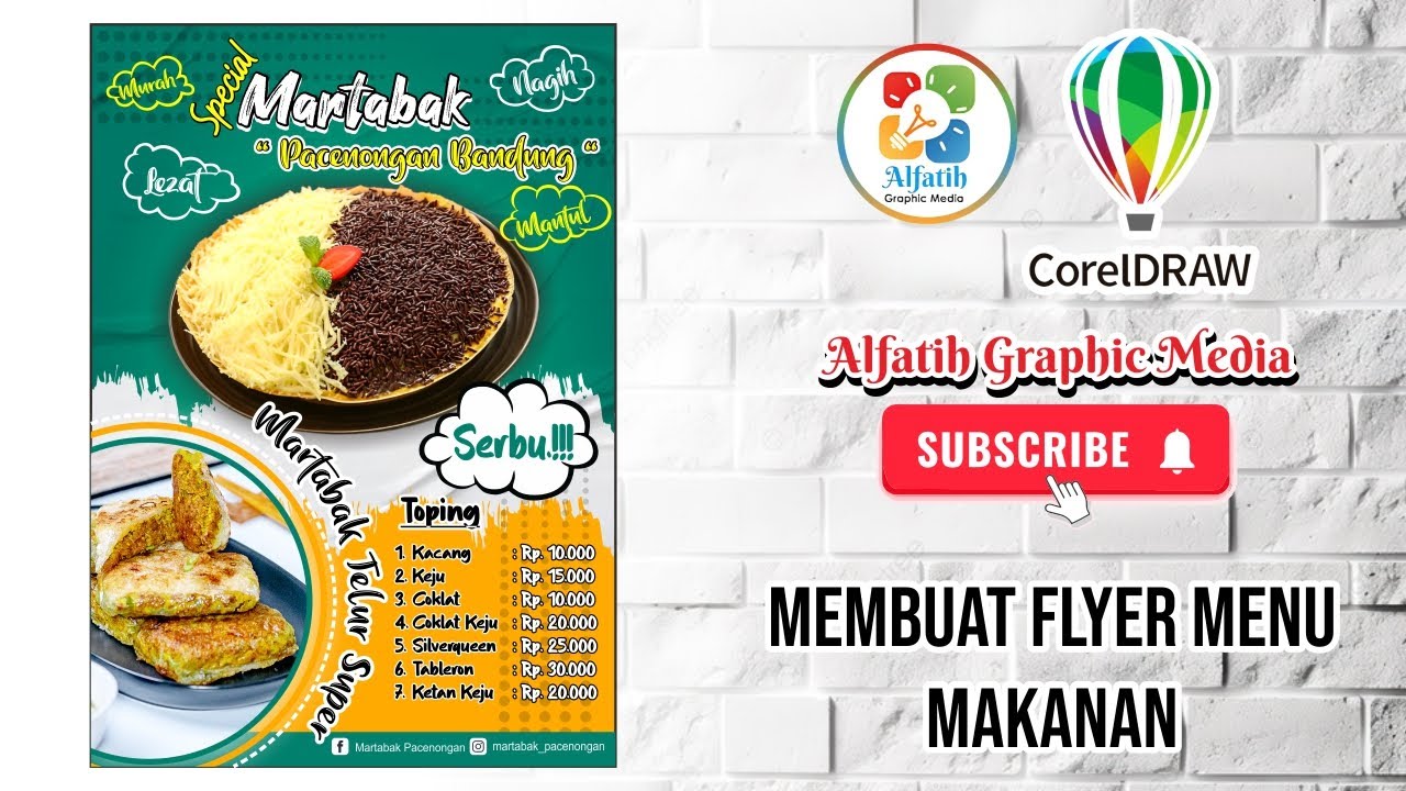 Belajar CorelDraw | Membuat Flyer Menu Makanan Martabak - YouTube