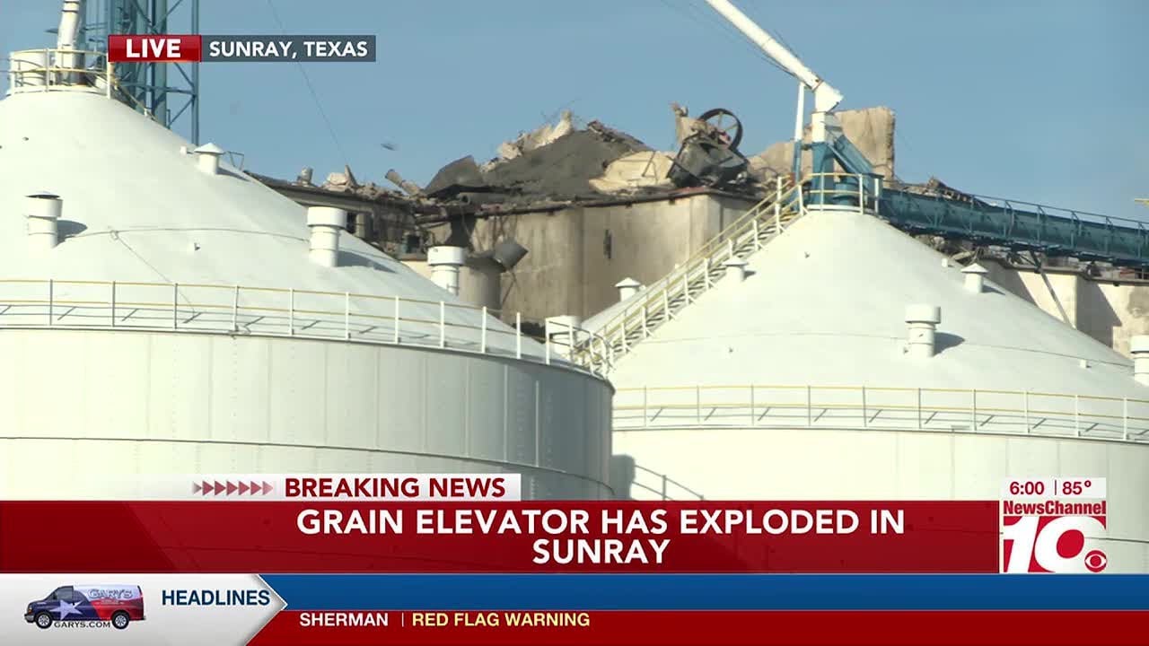 Live look at grain elevator explosion in Sunray - YouTube