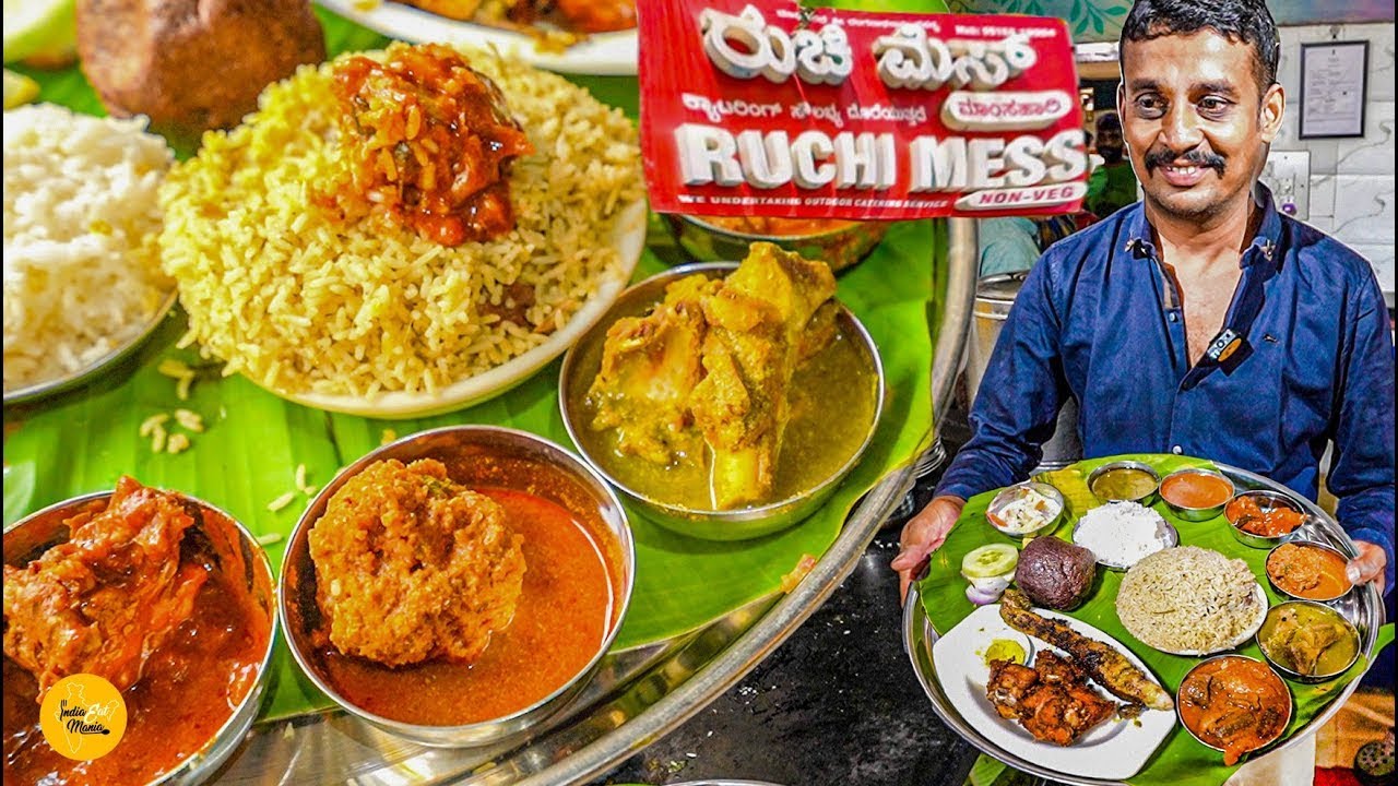 Enjoying Bakasura Thali in Ruchi Mess in Mysore - YouTube