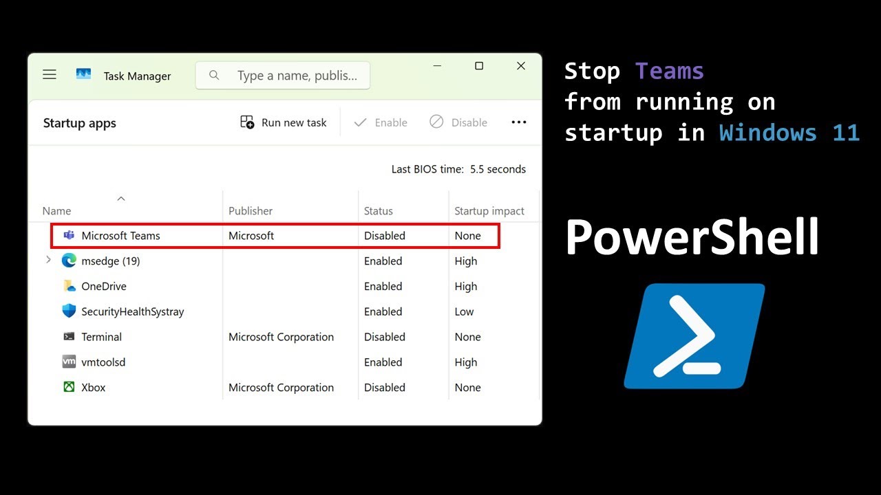 PowerShell: Windows 11 stop Teams from running on startup - YouTube