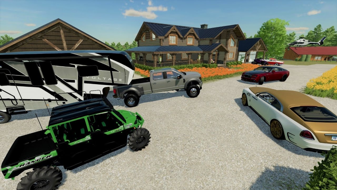 Stranded campers find Millionaires house | Farming Simulator 22 camping ...