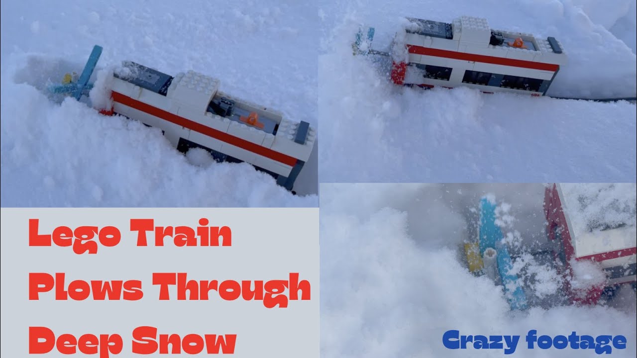 WORKING Lego Train Snow Plow Through Deep Snow - YouTube