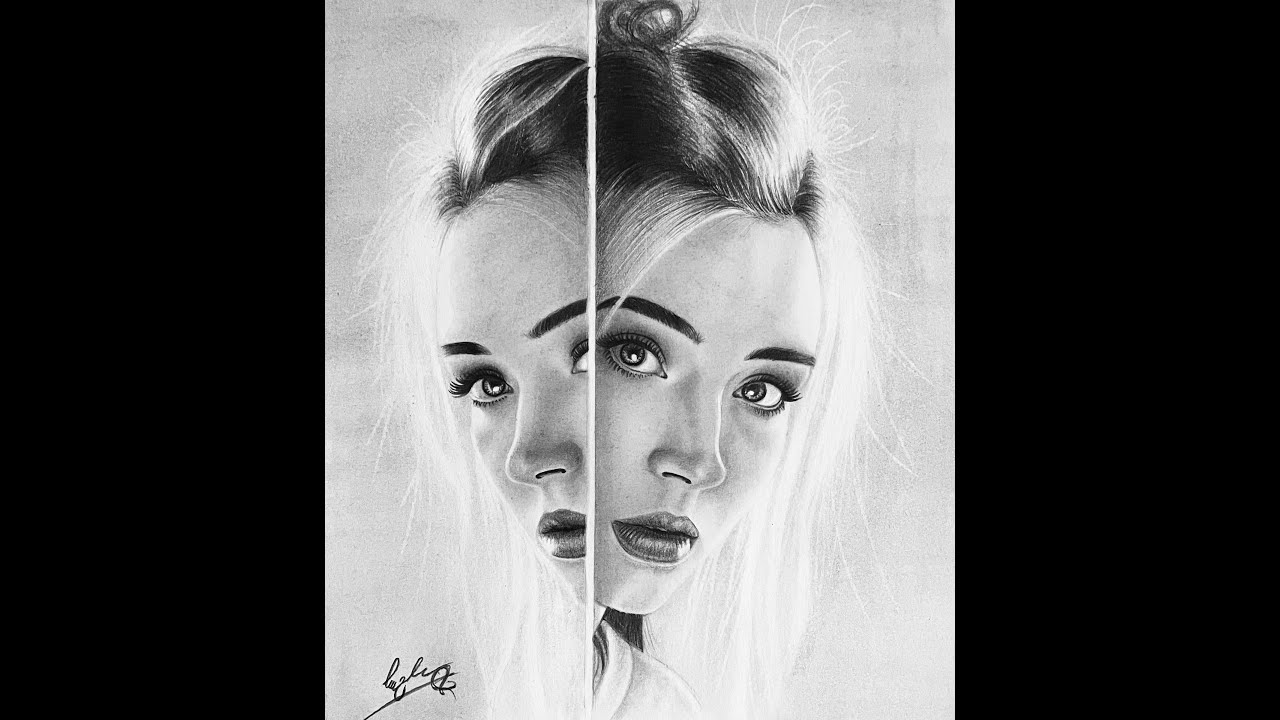 drawing of mirror girl face | pencil drawing | quick sketch - YouTube