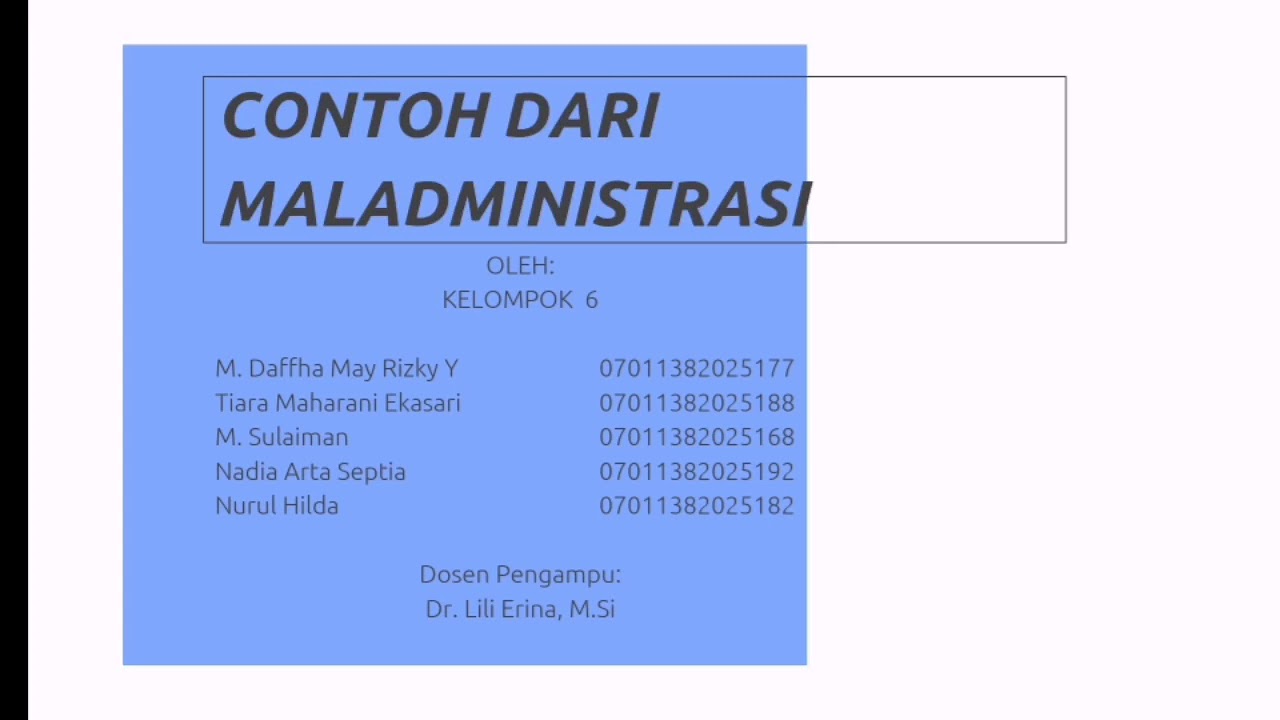 Contoh Dari Maladministrasi | Kelompok 6 - YouTube