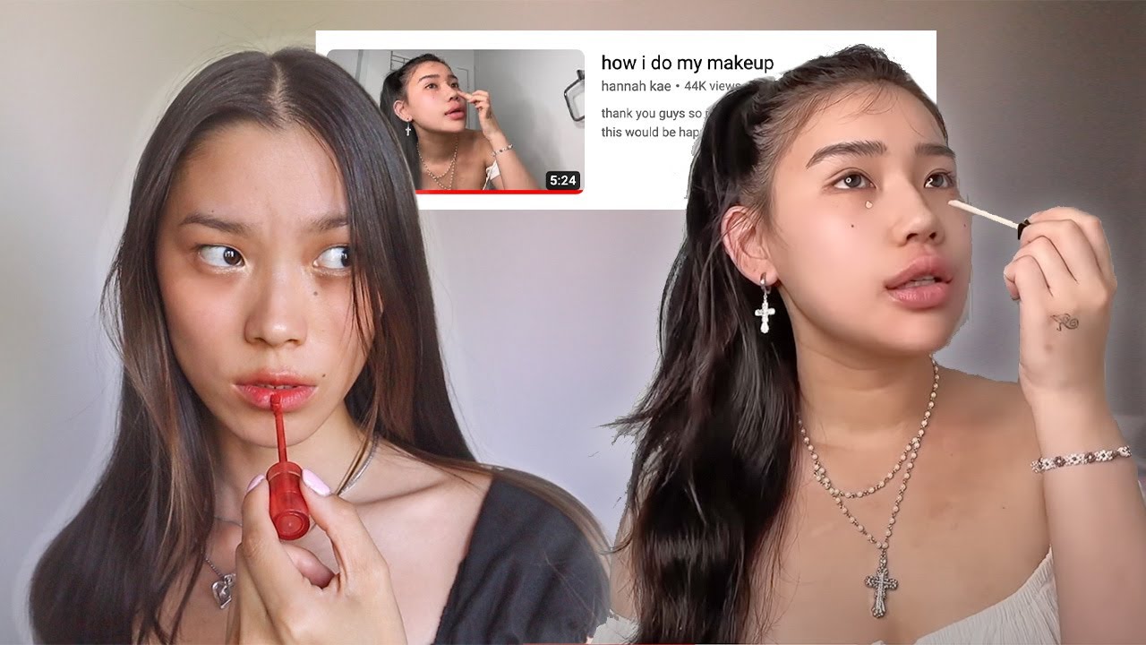 TRYING HANNAH KAE'S MAKEUP TUTORIAL - YouTube