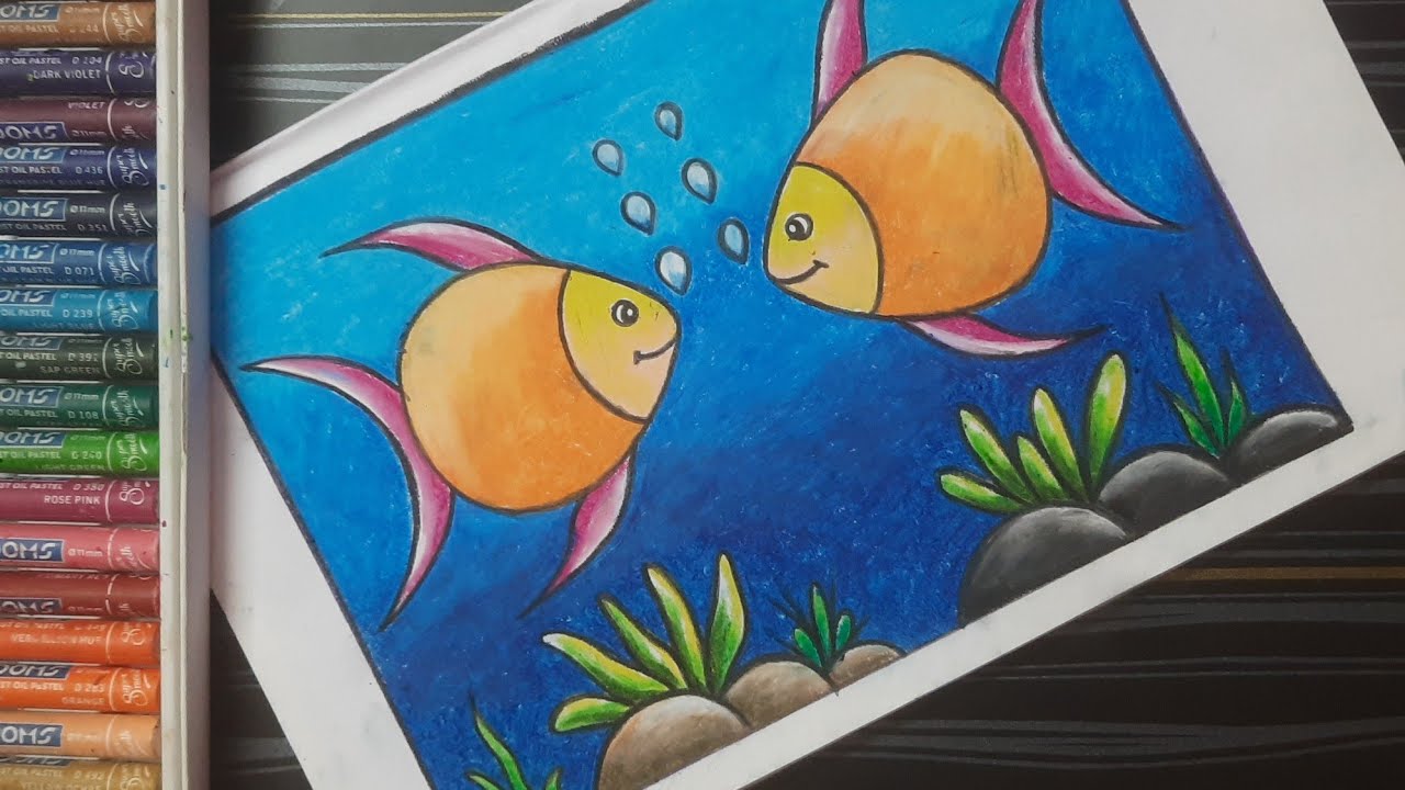 Underwater Drawing || Fish Drawing||How To Draw Fish Scenery||Easy ...