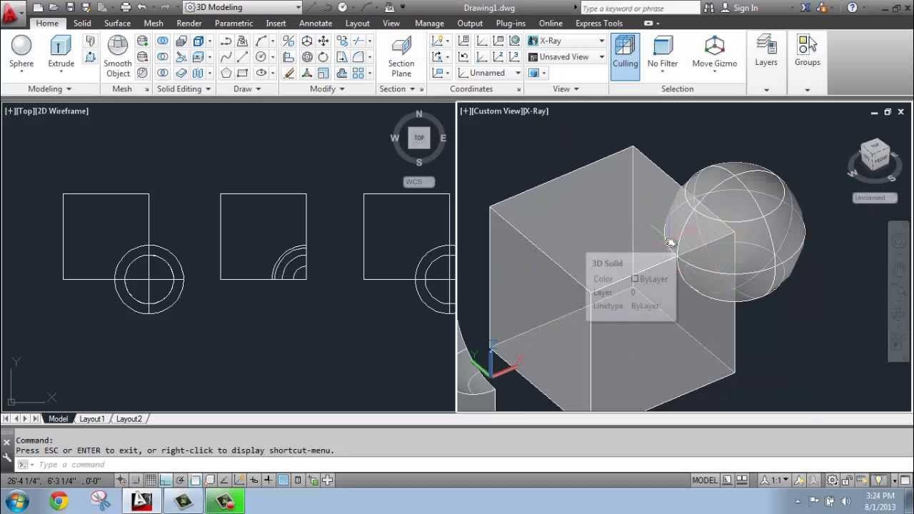 AutoCAD - 3D Modeling Basics #11 - Union, Subtract, Intersect - Brooke Godfrey - YouTube