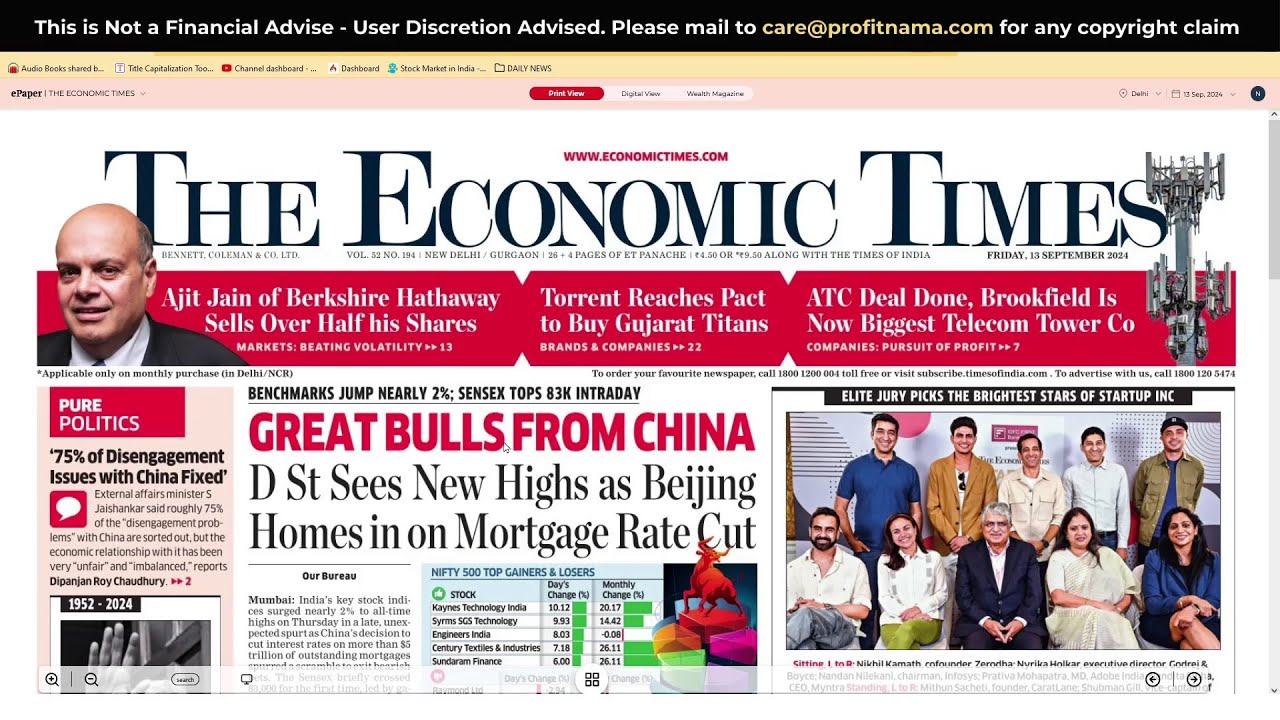 13 September 2024 | The Economic Times Newspaper | Daily Finance ...
