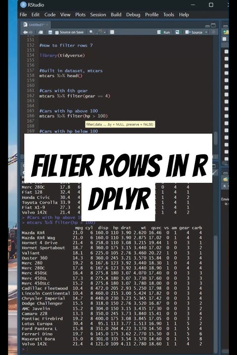How to filter rows in R ? #tidyverse #datascience #programming - YouTube