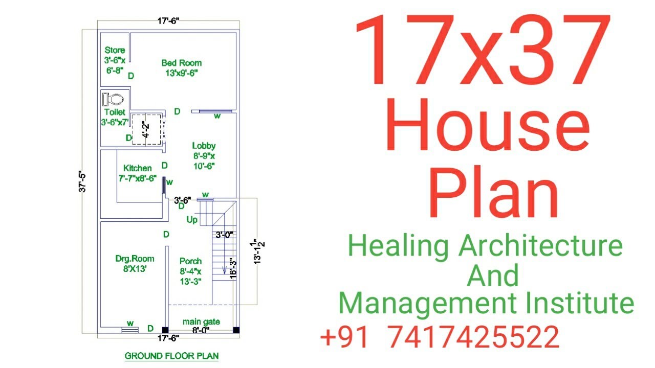 17X37 House Floor Plan | HAMI Institute | Floor Plans | House Plan ...