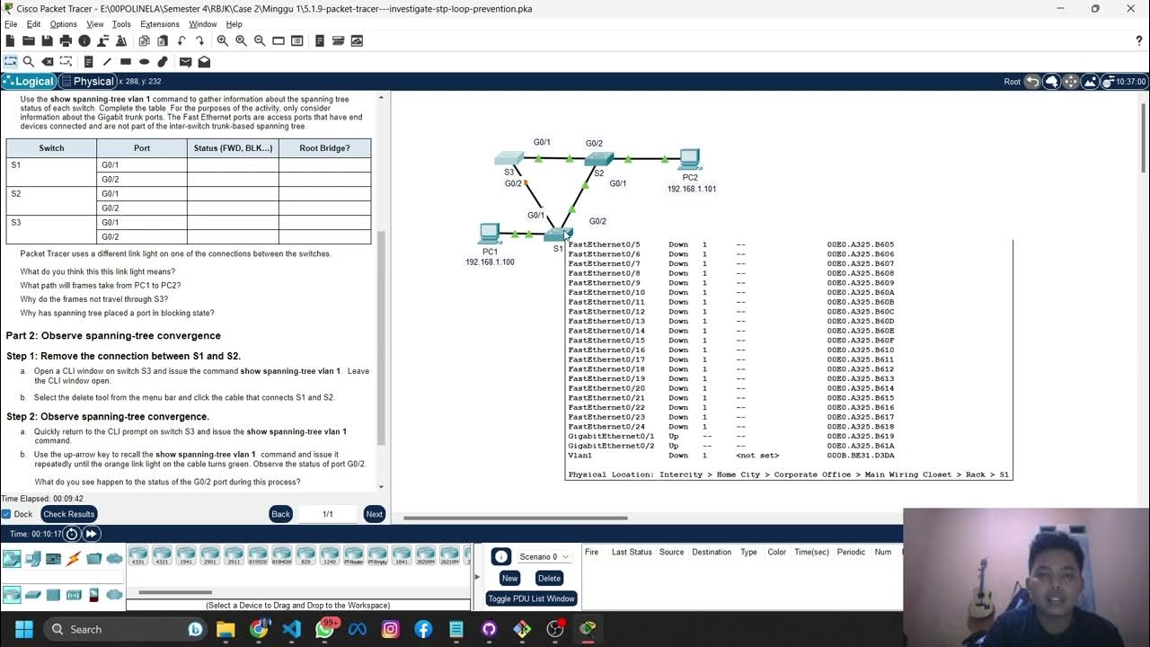 5.1.9 - Packet Tracer - Investigate STP Loop Prevention by Febriansyah ...