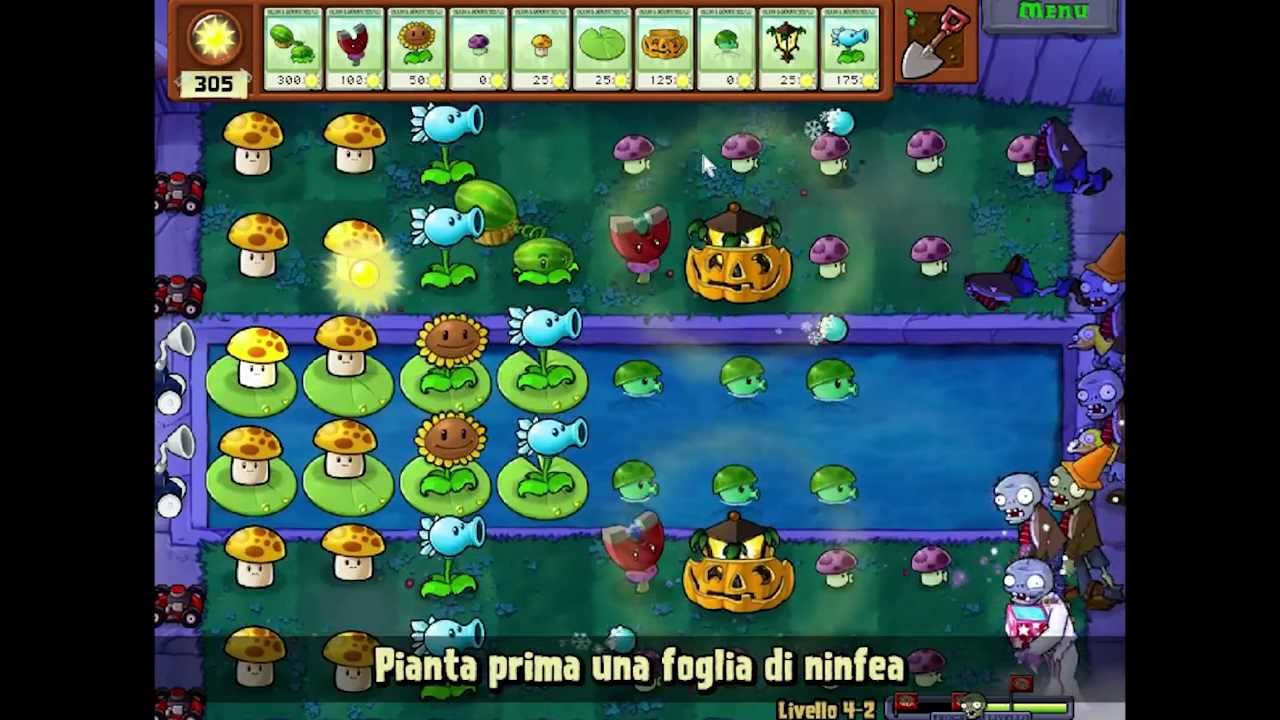 Plants vs Zombies hard mode level 4-2 - YouTube
