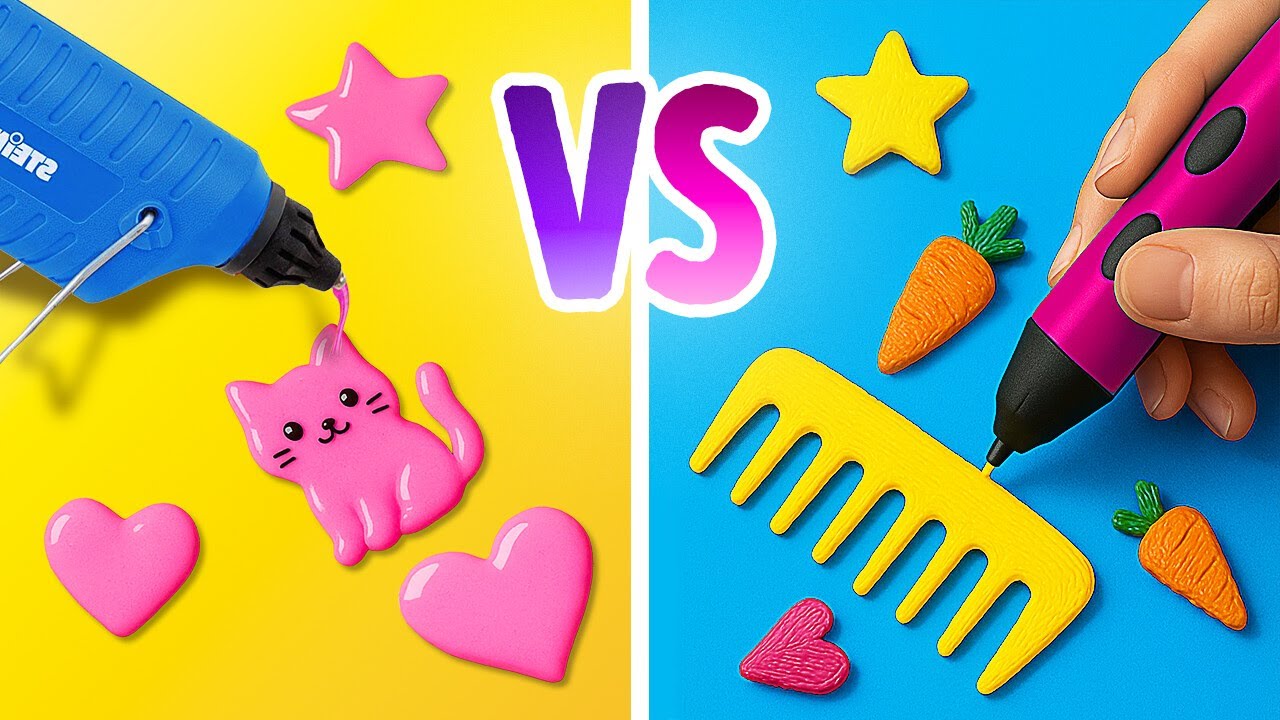 🔥GLUE GUN VS 3D PEN BATTLE 🤯🖊️ | Creative DIY Hacks & Epic Crafts by ...