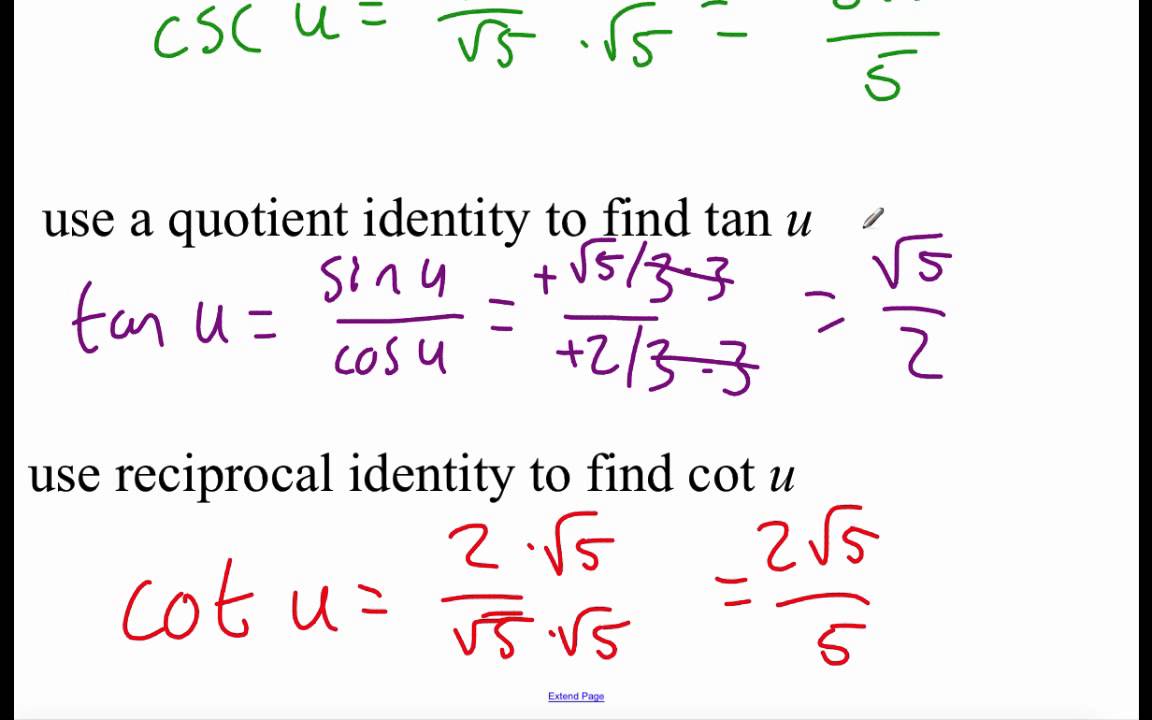Pre-Calculus 5.1: Using Fundamental Identities part 1 - YouTube
