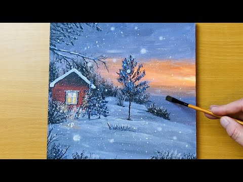 Falling Snow / Acrylic Painting for Beginners / Step by Step #177 - YouTube
