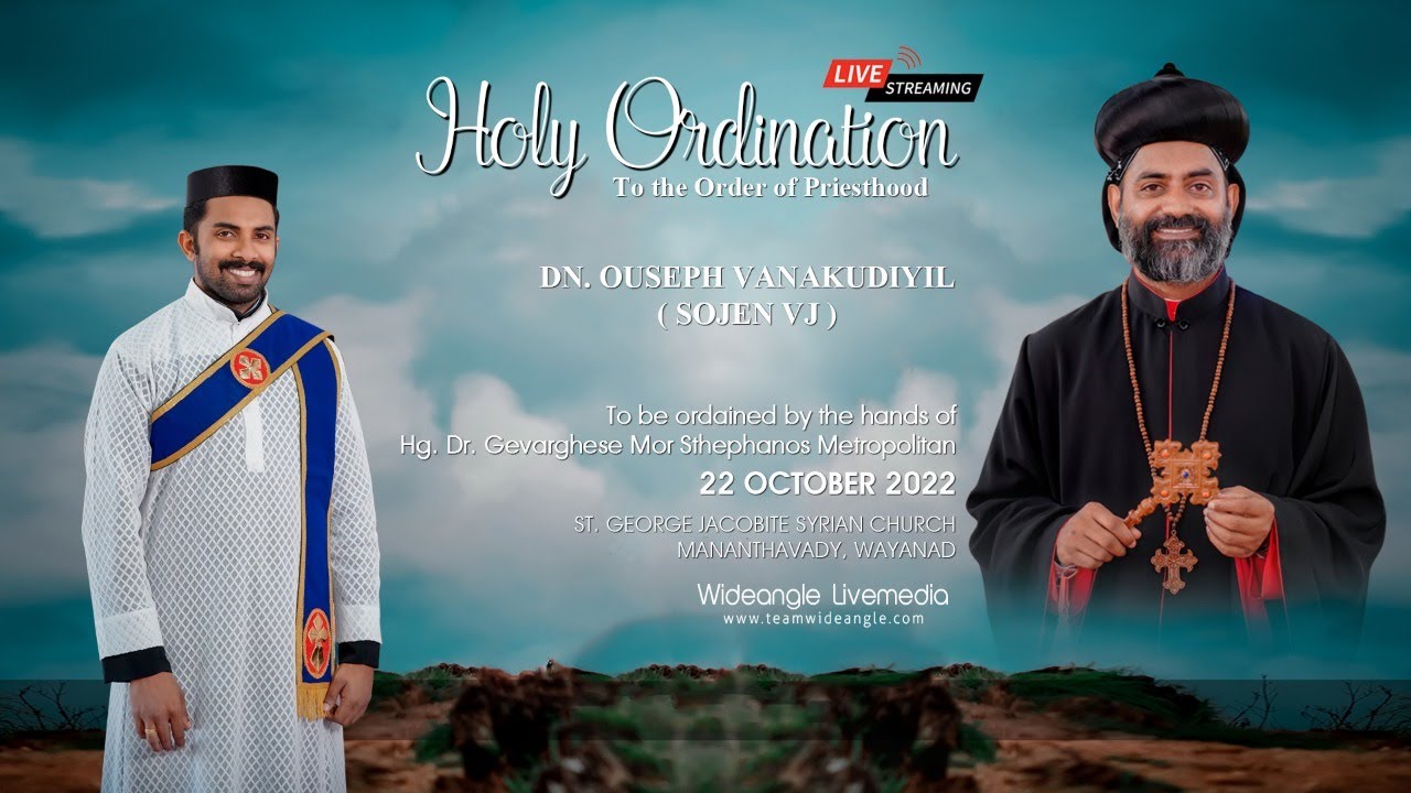 DN SOJEN V J I PRIESTLY ORDINATION I LIVE STREAMING I - YouTube