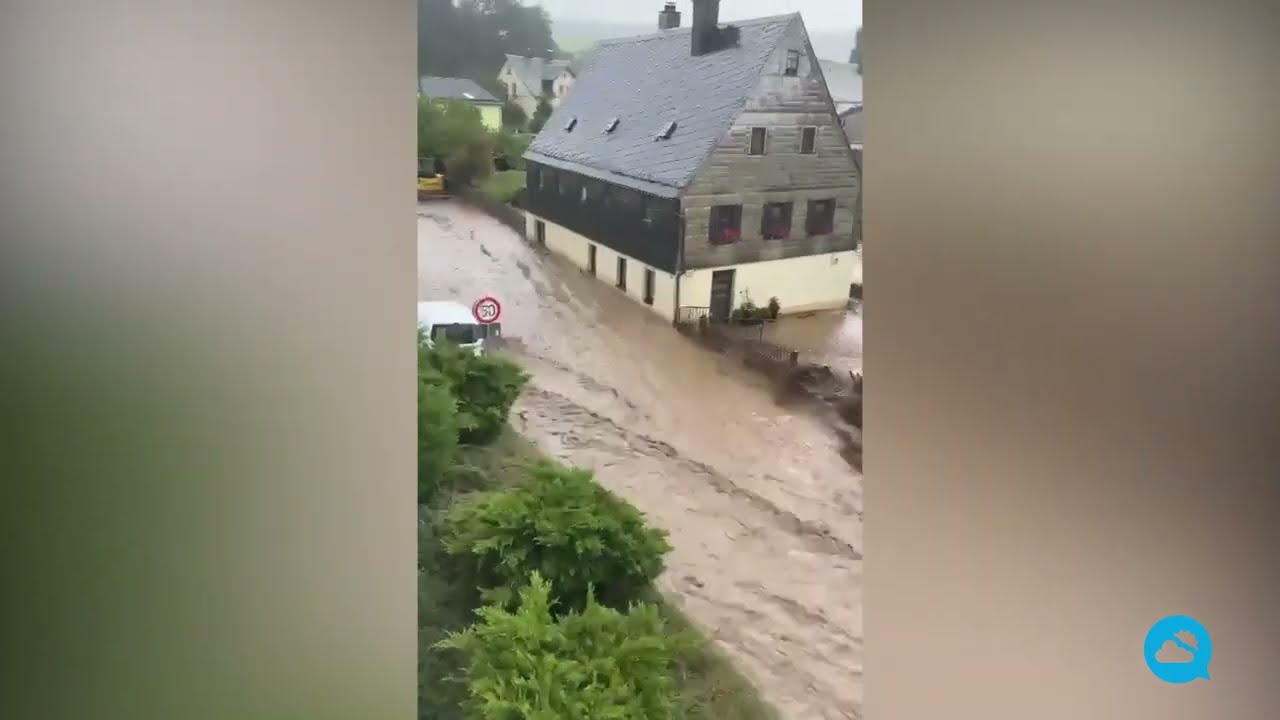 Impressive floods in different areas of the State of Saxony, Germany ...