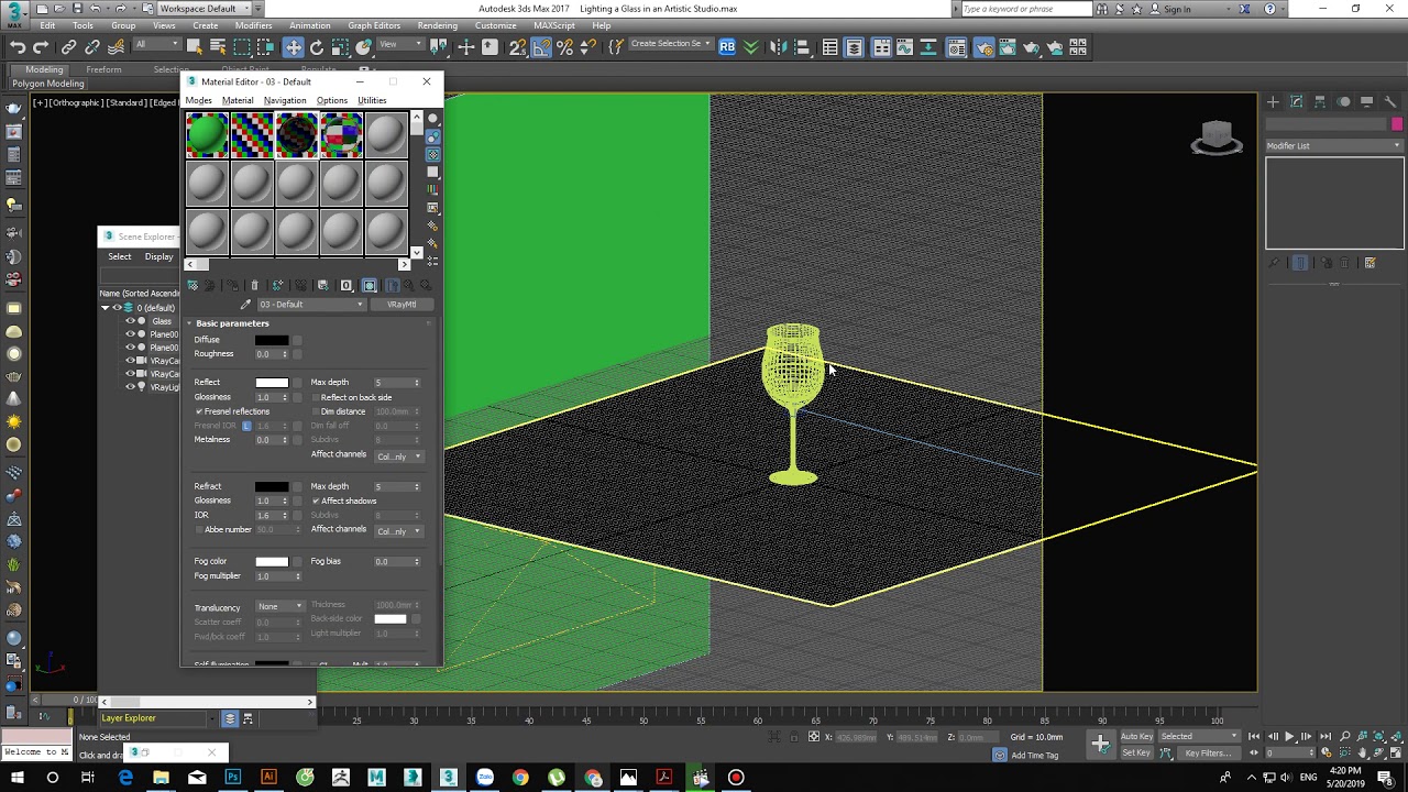 3ds Max Tutorial - Vray Render - Lighting a glass in an artistic studio ...