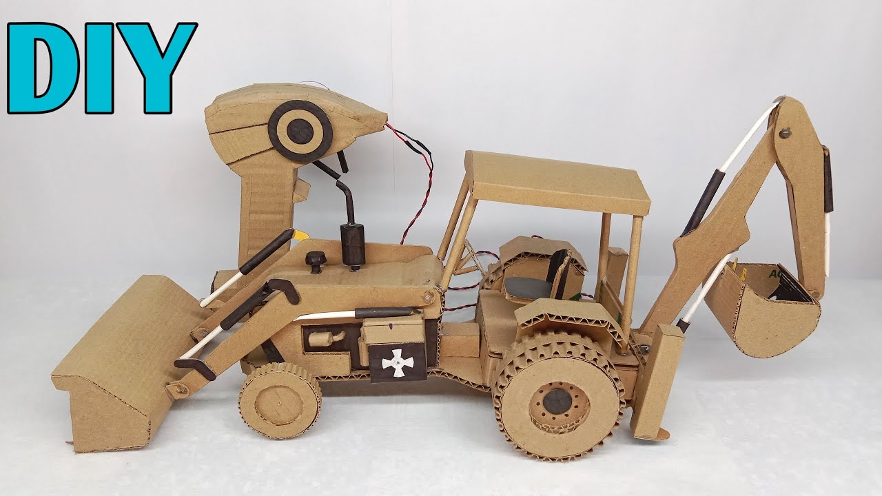 How To Make A Backhoe Loader At Home | Cardboard JCB Tractor - JCB ...