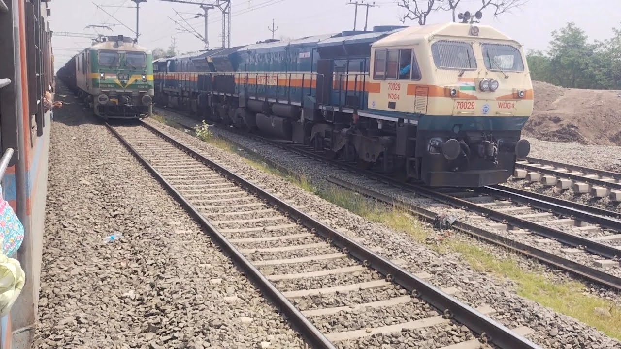 goods train and passenger train//WDH4 diesel engine and electric engine ...