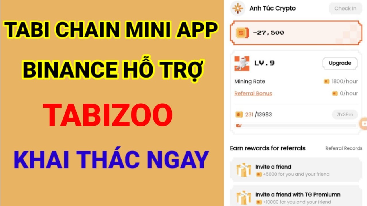 BINANCE HỖ TRỢ TABI CHAIN MINI APP KHAI THÁC TABIZOO | ANH TÚC CRYPTO - YouTube