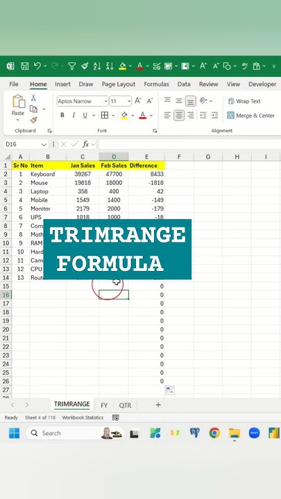 New formula TRIMRANGE in excel - YouTube