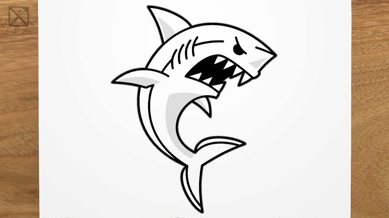 How to draw an ANGRY SHARK step by step, EASY - YouTube