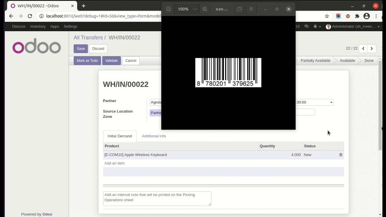 Inventory Barcode Scanner - Create New Lines Odoo - YouTube