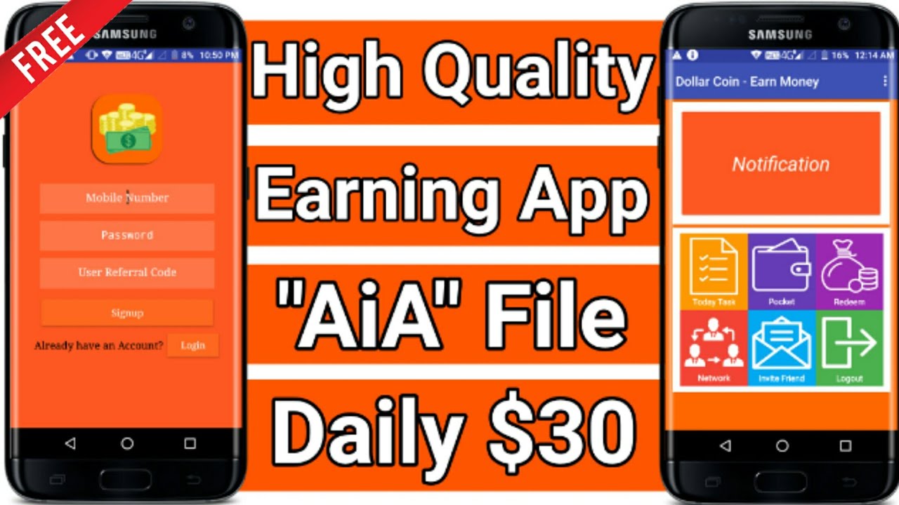 New High Quality Earning App AiA File 2019 || Earning App AiA || New ...