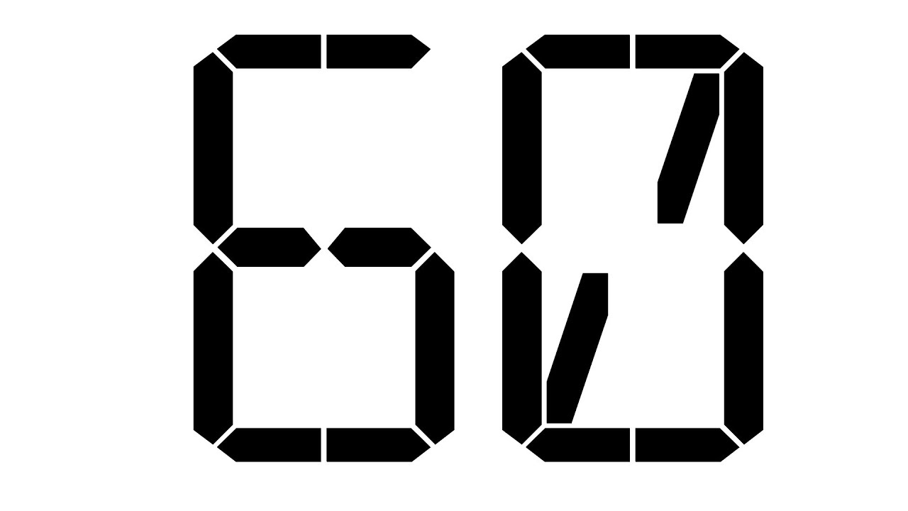 60 Second Countdown Timer | Black Digital Clock on White Background ...