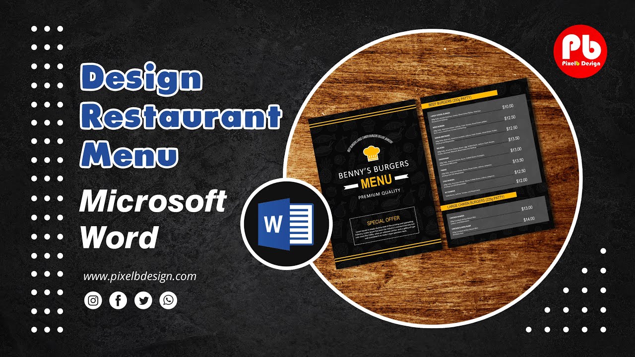 Create a Restaurant Menu in Microsoft Word | PixelB Design - YouTube