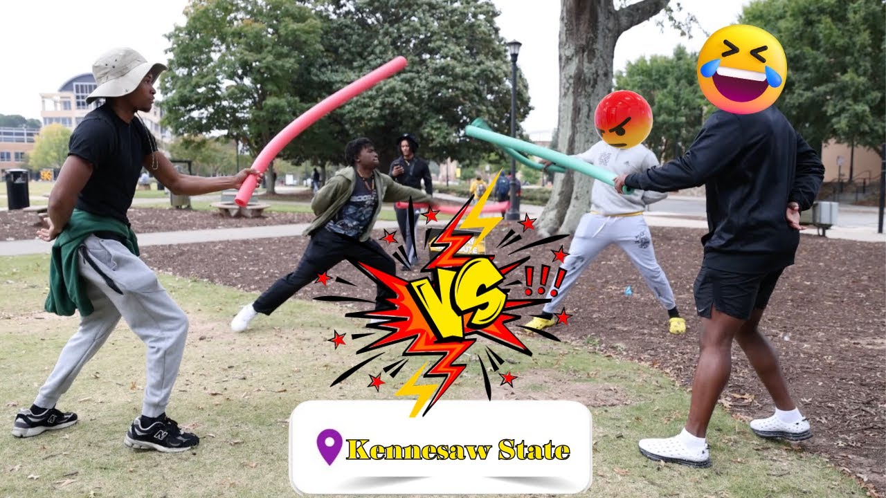 Pool Noodle War at KSU !!! (WE GOT KICKED OUT 😳) - YouTube