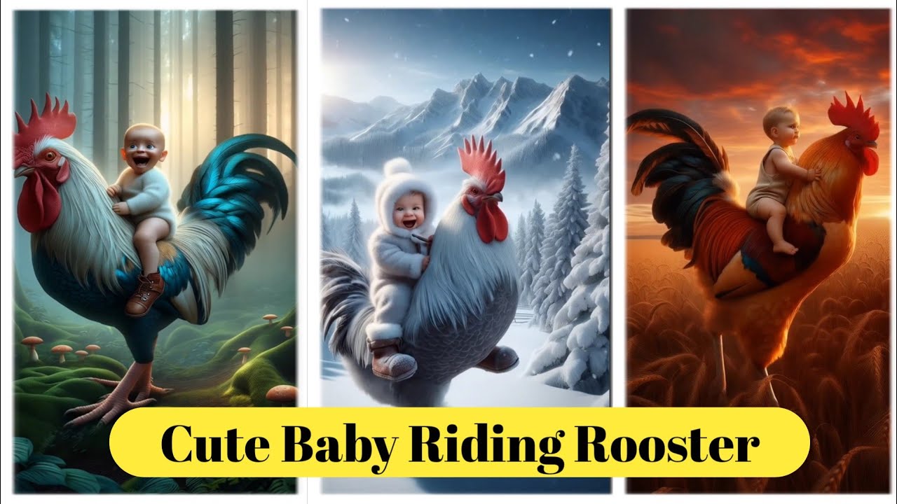 Cute Baby Riding Rooster Video Kaise Banaye|| Ai Se Free Me Videos ...