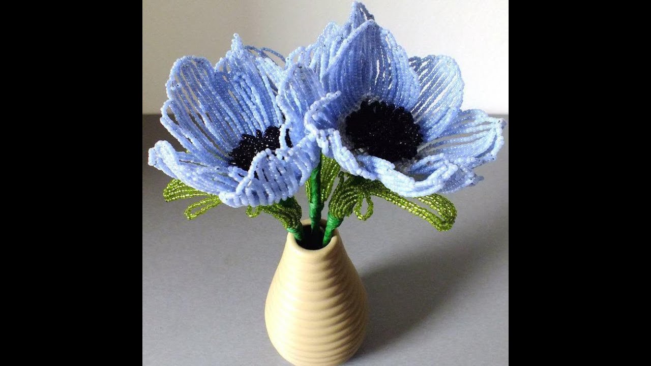 How to make anemone flower with beads - Beaded anemone tutorial ...