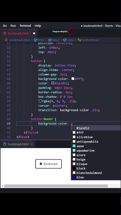 Bookmark Button Animation using Html CSS | CSS Tutorial #shorts #shortsvideo - YouTube