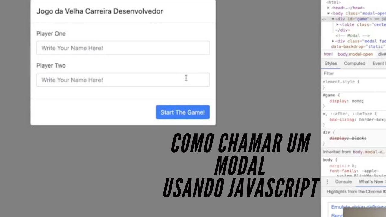 Como Chamar Um Modal Usando Javascript Programador Web Carreira Desenvolvedor Youtube