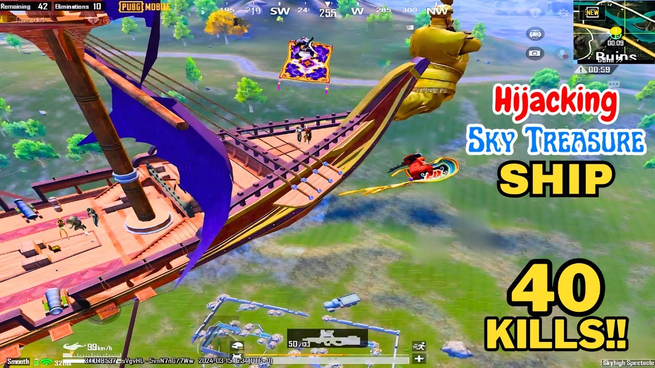 40 kills!! Hijacking PUBG Sky Treasure Ship!! Rush Gameplay - YouTube