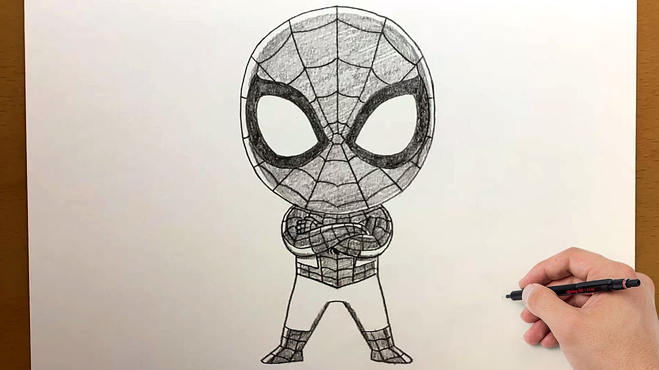 How to Draw Cute Spiderman | Chibi Superhero Drawing - YouTube